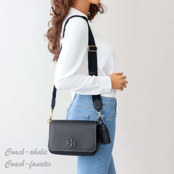 Tory Burch | Bags | Nwt Tory Burch Thea Web Flap Pebbled Leather ...